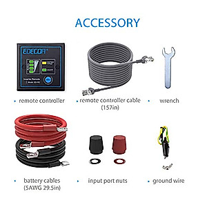 EDECOA 3000W 24V Power Inverter Modified Sine Wave DC 24V to 110V 120V AC Converter with Remote Controller and Hardwire Terminal LCD Display