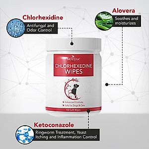 NOVEHA Pet Wipes - Formulated Pet Wipes - for Facial and Finger Folds, Underarms - 3" x 2" Size (150 Counts)