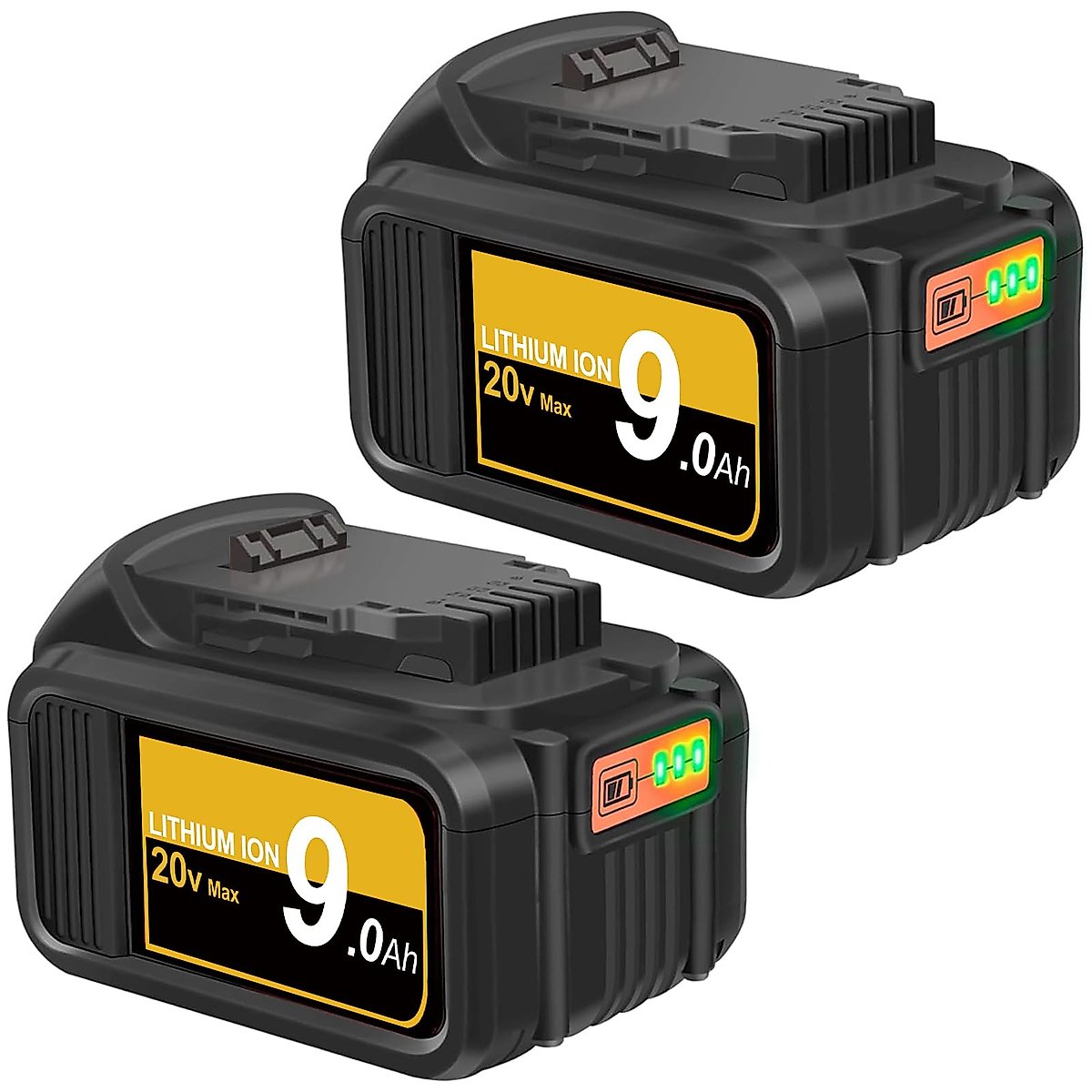 liangjia 2 Packs Upgraded 9.0Ah 20V Max Lithium-ion Replacement Battery Compatible with De-Walt DCB200 Series Cordless Power Tools