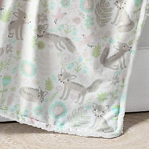 Lush Decor Pixie Fox Soft Sherpa Baby Blanket, 30" W x 40" L, Multi - Floral & Fox Blanket - Reversible Fleece Blanket for Baby or Toddler - Baby Shower Presents - Woodland Nursery Decor