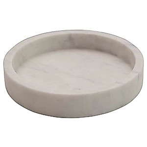 Creative Co-Op Minimalist Round Carved Marble Tray or Charcuterie Board, White
