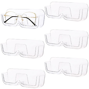 MdakeGo 6 Pack Wall Mounted Sunglasses Organizer, Hanging Sunglasses Organizer Storage, Sunglass Holder for Wall, Glasses Organizer Sunglass Display Stand for Entryway Closet Door Decor (Clear)