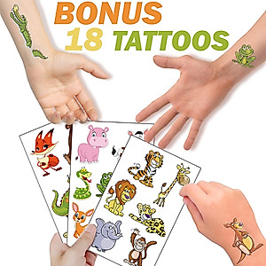 Jungle Party Supplies, Safari Birthday Decorations - Safari Theme Balloons, Birthday Banner, Paper Plates, Cups, Napkins, Forks, Tablecloth, Zoo Animals Tattoos