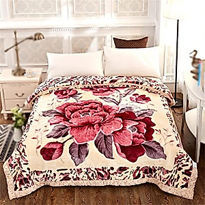 YLLWH Blooming Flowers Printed Fleece Sheet Blanket Sofa Cover Blanket Soft Warm Thick Bedspread Rugs Vintage (Color : D, Size : 180X220cm)