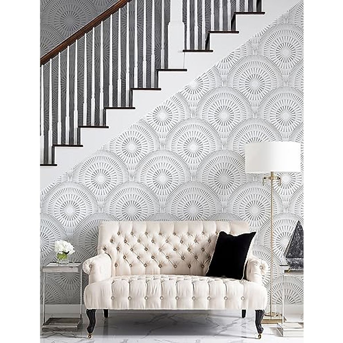 Heroad Brand 17.3"x118" Peel and Stick Wallpaper White Circle Wallpaper Modern Geometric Wallpaper White Contact Paper for Cabinets Waterproof Self Adhesive Removable Wallpaper Thicken Retro Wallpaper