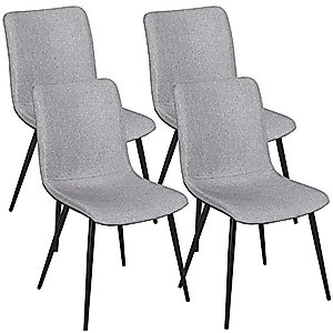Yaheetech Dining Chairs Kitchen Chair Mid Century Modern Living Room Chairs Upholstered Side Chairs with Metal Legs Gray, 1 Package of 4pcs