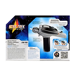 BANDAI Original Series Star Trek Phaser | 10'' Star Trek Model Phaser with Realistic Sounds and Display Stand | Great Collectable Toys Or Star Trek Gifts, (Packaging May Vary)