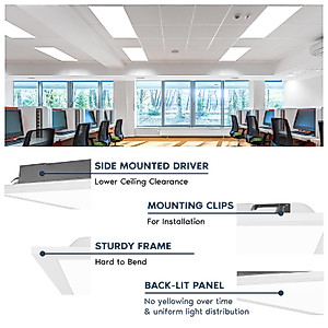 LUXRITE 8-Pack 2x4 FT LED Flat Panel Lights, 3CCT Selectable 3500K 4000K 5000K, 30W 40W 50W Tunable, Up to 6250LM, 0-10V Dimmable, Drop Ceiling Lights, 120-277V, IC Rated, DLC, ETL - Office Lighting