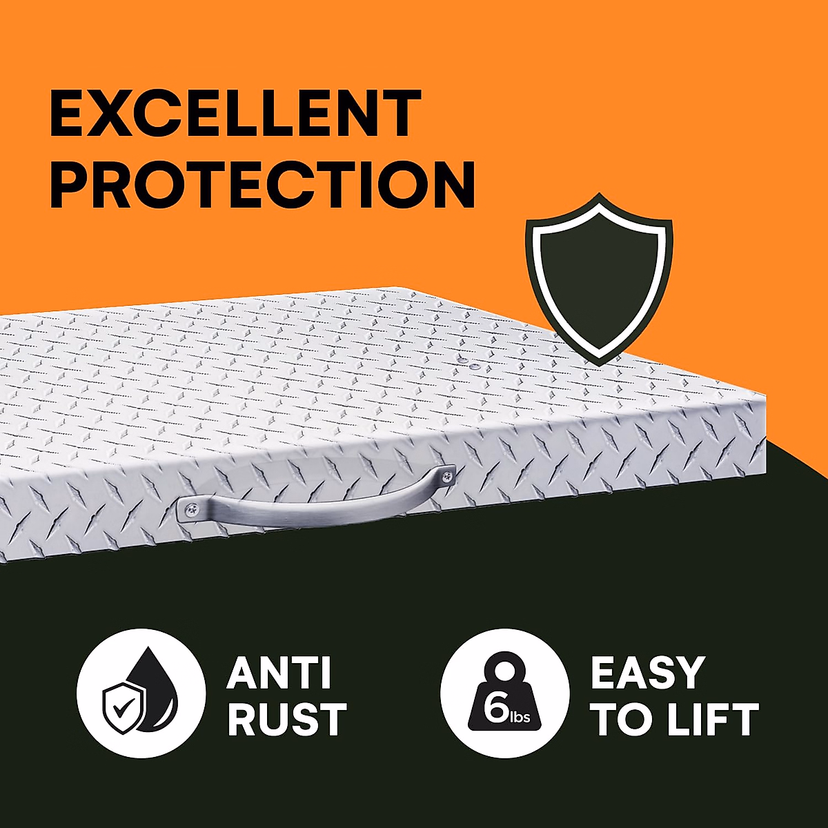 Flybold Blackstone Griddle Cover 22 inch - Waterproof Diamond Plated Design with Aluminum Hard Top Lid & Stainless Steel Handle for BBQ, Camping, Makes for Perfect Blackstone Accessories