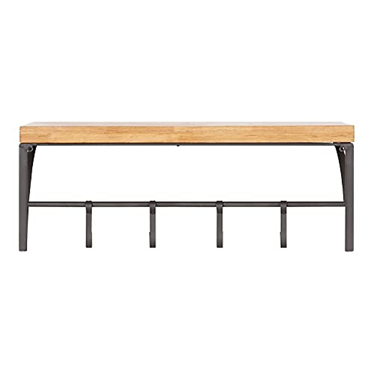 Kate and Laurel Ozias Farmhouse Shelf with Hooks, 24 x 9, Rustic Brown and Black, Sopisticated Coat Rack and Shelf for Storage and Display