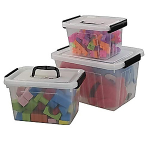 Wekioger Plastic Storage Bins for Multiuses/Clear Latching Box (12Qt, 6Qt, 3.5Qt)