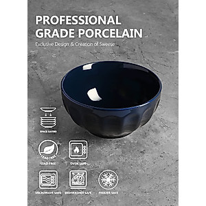 Sweese Porcelain Salad Bowls - 64 Ounce Large Soup Bowls - Serving Bowl for Cereal, Salad and Popcorn - Set of 1, Navy No. 133.103