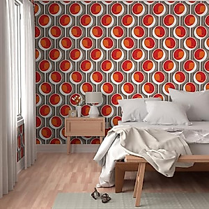 Spoonflower Removable Wallpaper 6ft x 2ft - Pod White Retro Modern Table Custom Pre-Pasted Wallpaper