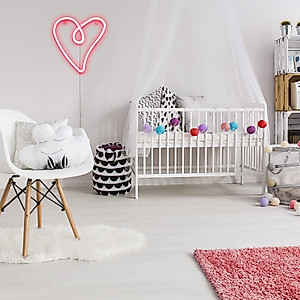 Love Heart Neon Light Valentine's Gift for Kids or Her,LED Heart Shape Neon Signs Lamp Pink Room Decor for Wall,Fun Light for Kids Room Decoration Powered by Battery/USB(Red)