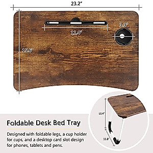 Laptop Stand for Bed，Folding Bedtray Table ,Notebook,Cup and Phone Holder,Portable Laptop Desk Watching and Eating for Bed,Couch,Floor