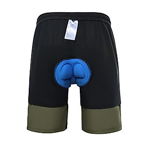 EZRUN Men's 3D Padded Mountain Bike Shorts Lightweight MTB Cycling Shorts(Green,XL)