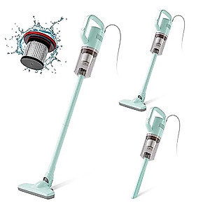 KEROMEE Corded Stick Vacuum Cleaner, 12kpa Powerful Suction Handheld Vacuum Cleaner with Crevice Tool, Small Vacuum Cleaner for Hardwoods, Pet Hair, Carpets, Staircases, and Sofas