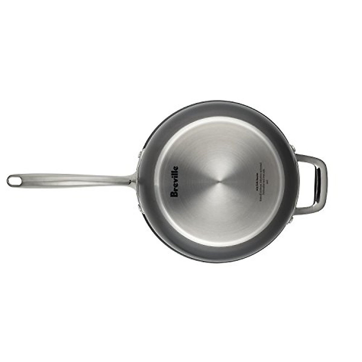 Breville Thermal Pro Hard Anodized Nonstick Sauce Pan/Saucepan/Saucier with Lid and Helper Handle, 4 Quart, Gray