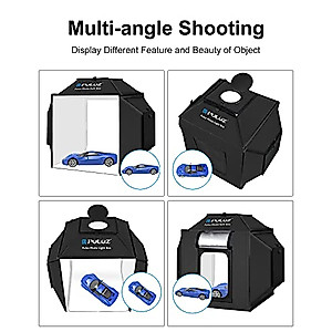 PULUZ Portable Photo Studio Light Box, 16"x16" Professional Dimmable Shooting Tent Kit Soft Box with 480pcs LEDs Lights 4 Backdrops for Jewelry and Small Product Photography Props Upgrade 16 inch