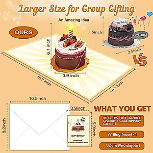 FITMITE Birthday Cards, Large LIGHT & MUSIC 3D Pop Up Birthday Cards with LED Light Blowable Candle, Chocolate Cake Musical Birthday Cards Gifts for Women & Men, Mom & Dad, Wife,Sister,Kids,Friends