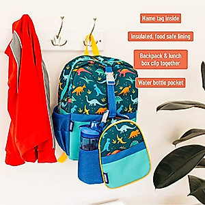 Wildkin Insulated Clip-in Lunch Box Bag for Boys & Girls, Measures 9 x 7 Inches Lunch Box for Kids, Ideal for Hot or Cold Snacks for School & Travel Kids Lunch Box (Jurassic Dinosaurs)