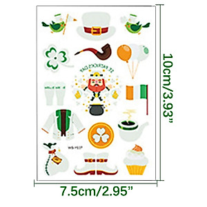 beiling Kids Saint Patrick’s Day Luminous Temporary Tattoos Stickers Shamrock Beer Glow in Dark Children Holiday Fluorescent Tattoos Stickers for Face Body Arms Baby Girl Boy St Patricks Party Favor Accessories (10 sheets)