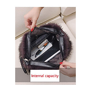 Ulisty Women Faux Fox Fur Shoulder Bag Furry Purse Fluffy Crossbody Bag Plush Top Handle Bag Handbag black