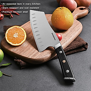 SANDEWILY Meat Cleaver Chef Knife,7-in Ultra Sharp Kitchen Knife,Slicer Knife Cooking Knife Vegetable Knife,German HC Stainless Steel,Full Tang Wood Handle,Gift Box for Home Outdoor BBQ Camping