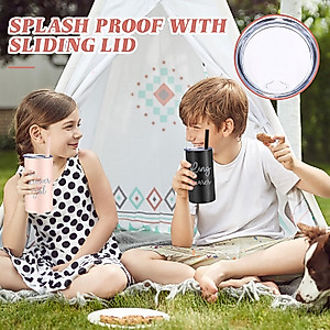 Sieral 2 Pcs 16 oz Flower Ring Bearer Tumbler Cup Stainless Steel Cup with Straw Water Bottle Gift Idea for Wedding Party(Black, Pink)