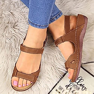 JYSwoshoe Orthopedic Sandals for Women, Womens Comfy Orthotic Sandal Anti-Slip Breathable Arch Support Platform Wedge Sandal Soft Comfortable