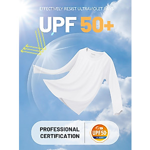 TACVASEN Womens Long Sleeve Rash Guard Shirts Outdoor Summer Swim Shirt Dry Fit Pullover White L