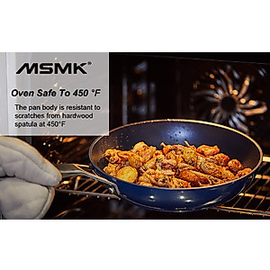 MsMk Small Nonstick Frying pan Blue, 8-inch Durable Egg Omelet Skillet, Titanium and Diamond Non Stick Coating From USA, for Induction, Ceramic and Gas Cooktops, Oven Safe, Dishwasher Safe