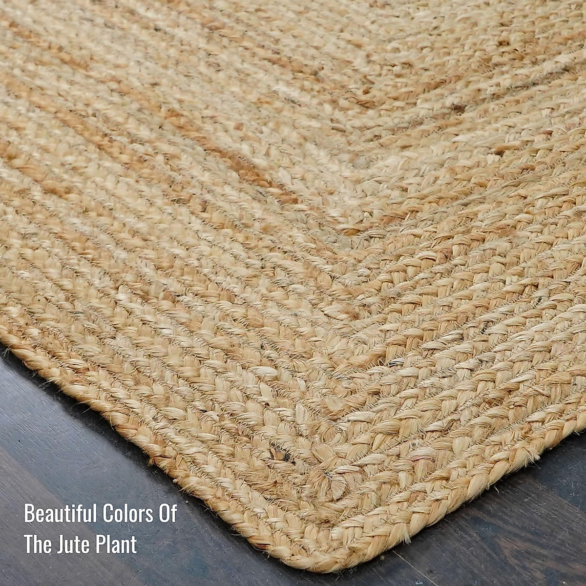Homespice George Natrual 8x10' Braided Rug for Rustic Home Decor, Enhance Your Home's Aesthetic with Natural Jute Rug
