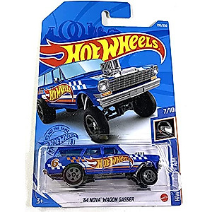 Hot Wheels 2021, '64 Nova Wagon Gasser Blue, HW Race Team 7/10, 232/250