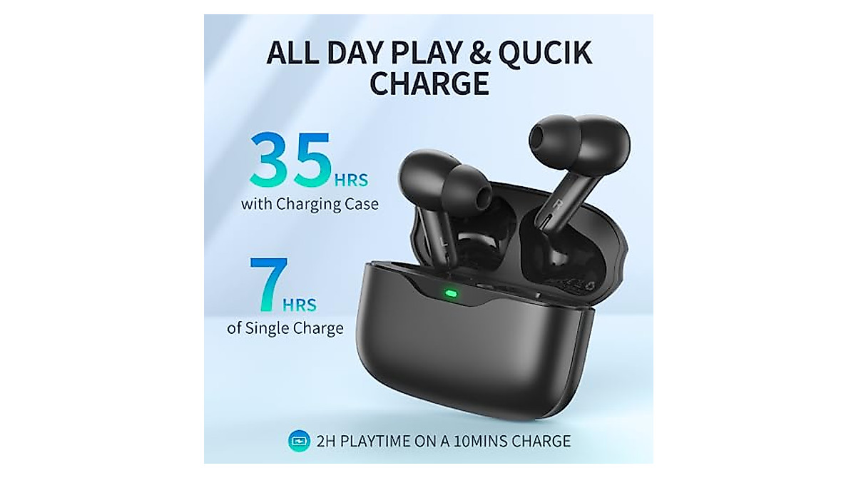 PSIER Wireless Earbuds with ANC & 35H Playtime