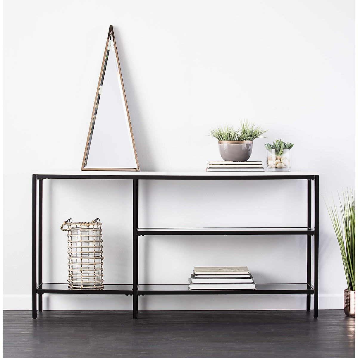 SEI Furniture Corman Console Table, 56" W x 12" D x 29" H, Black, Gray