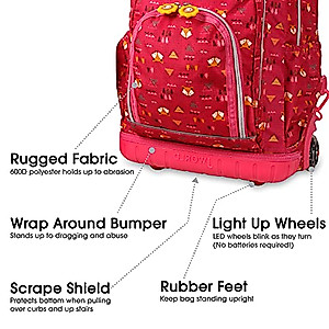 J World Lollipop Kids Rolling Backpack & Lunch Bag Set for Elementary School. Carry-On Suitcase with Wheels, Fox