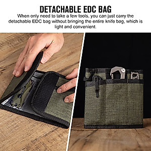 OLIGHT Exploit Multifunctional Knifebag, EDC Display Storage Bag with Detachable Pouch, Double-Layer Large-Capacity Organizer with 20 Slots for Pocket Flashlights and EDC Tools (ODG)