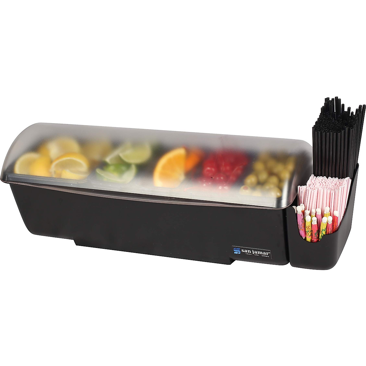 San Jamar Dome Plastic Garnish Center, 8 Pint - 5 Tray, Black