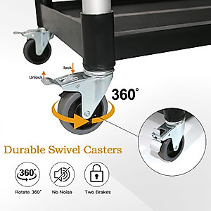 MAYNIYJK Collapsible Rolling Crate with Wheels, Foldable Utility Cart, Folding Portable Rolling Crate with Wheels, Collapsible Cart Storage Box with Telescoping Handle for Shopping Teacher Use