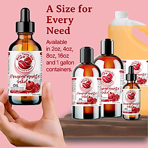 Bella Terra Oils - Organic Pomegranate Seed Oil 4oz - Basking in Phytosterols & Linoleic Acid, The Ultimate Blend for a Silken Touch & Healthy-Looking Glow