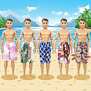 UNICORN ELEMENT 8 Item Summer Doll Clothes for 12'' Boy Doll Include 4 Sets T-Shirt+Pants, 4 Pairs of Swimming Trunks (Random Style and NO Doll)