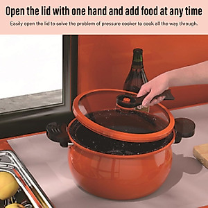 Non Stick Pressure Cooker,Thickened and Durable Medical Stone Soup Pot 8L Large Capacity Micro Pressure Cooker with Transparent Glass Lid (Orange)