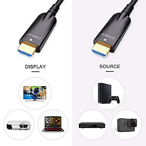 DTech 75ft Fiber Optic HDMI Cable with 4K 30Hz and 1080p 60Hz HD Video 3D ARC HDCP CEC High Speed Supported (75 Feet, Black) compatible with DVD Player, computer monitor, gaming console, TV