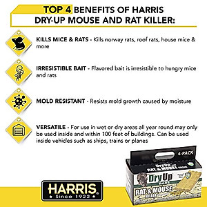 Dry-Up Mouse and Rat Killer, Bait Block Bars for Indoor and Outdoor Use, 4lb