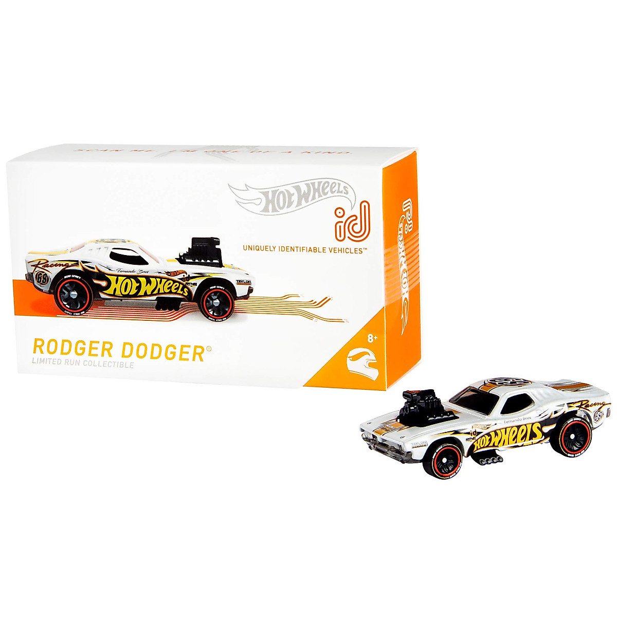 ​Hot Wheels id Vehicle​ Roger Dodger​ with Embedded NFC Chip, Uniquely Identifiable, 1:64 Scale, for Kids Ages 8 Years and Older