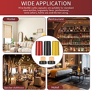 60pcs Wine Sealer for Wine Bottles, Include 30pcs Wine Bottle Cork Stoppers and 30pcs PVC Heat Shrink Capsules, Wine Bottle Tops Seals Corks, Perfect for Home Use and Cruises