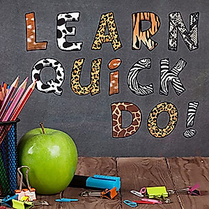 Animal Prints Letters Cutout Animal Letter and Number Accents Animal Texture Letters Wall Decors with 60 Glue Point Dots for Kids Nursery School Classroom (40 Sheets)