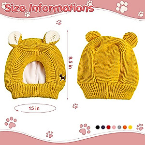 Quiet Ears for Dogs, Dog Ear Muffs Noise Protection Knitted Dog Hats Pet Ears Warm Dog Ear Cover Winter Hat Dog Snood Head Wrap Bunny Costume for Medium to Large Dogs Cats Pets (Yellow)
