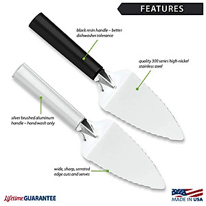 Rada Cutlery Serrated Server Pie Cutter Stainless Steel Resin, Made in the USA, 9-1/4 Inches, Black Handle